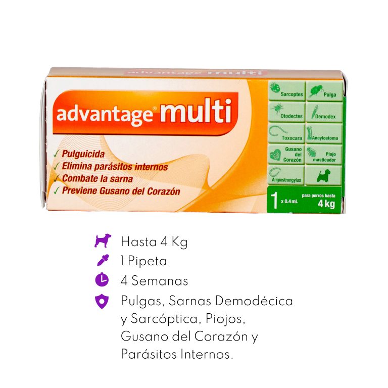 Advantage Multi para perro de hasta 4 KG - Pulgas y Garrapatas