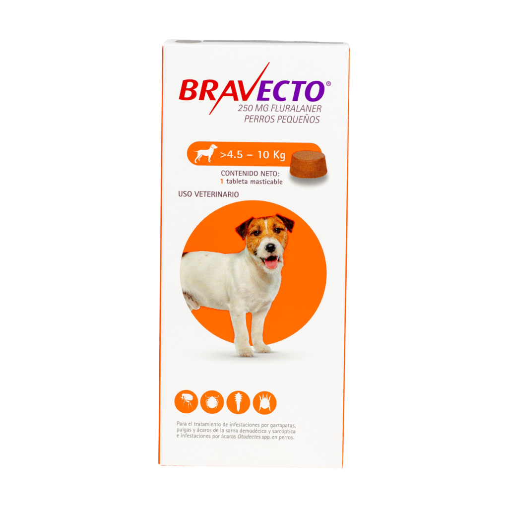 Bravecto 250 para perros de 4.5 A 10 KG - Pulgas y Garrapatas