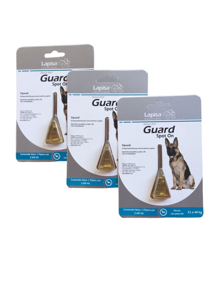 Pack 3 Dorso Pet Guard Spot On para perros de 21 A 40 KG 2.68 ML ...