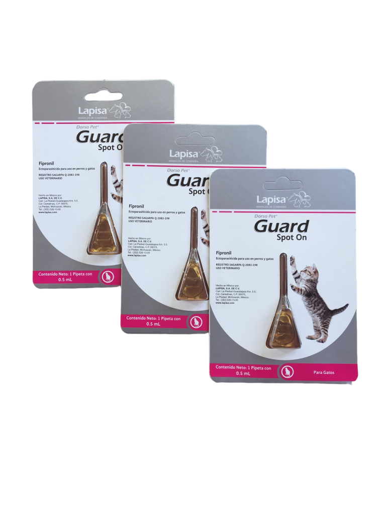 Pack 3 Dorso Pet Guard Spot On para gatos 0.5 ML - Pulgas y Garrapatas