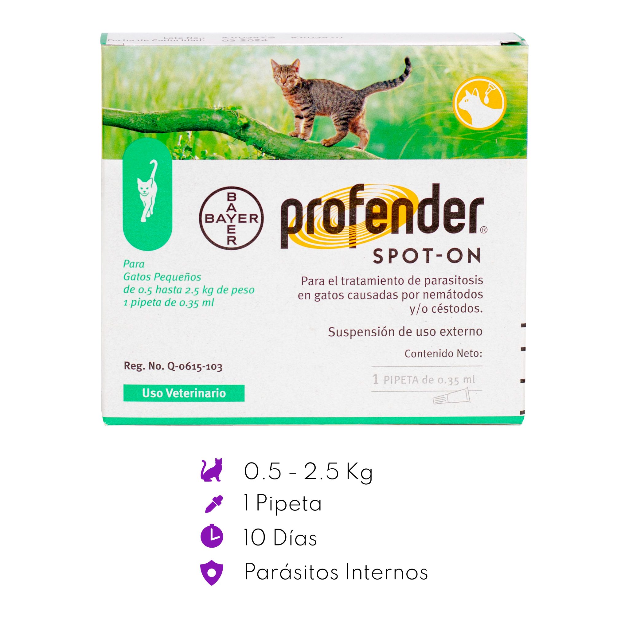 PROFENDER SPOT-ON para el tratamiento de parásitos internos en gatos de 0.5 a 2.5 Kg - Pulgas y ...