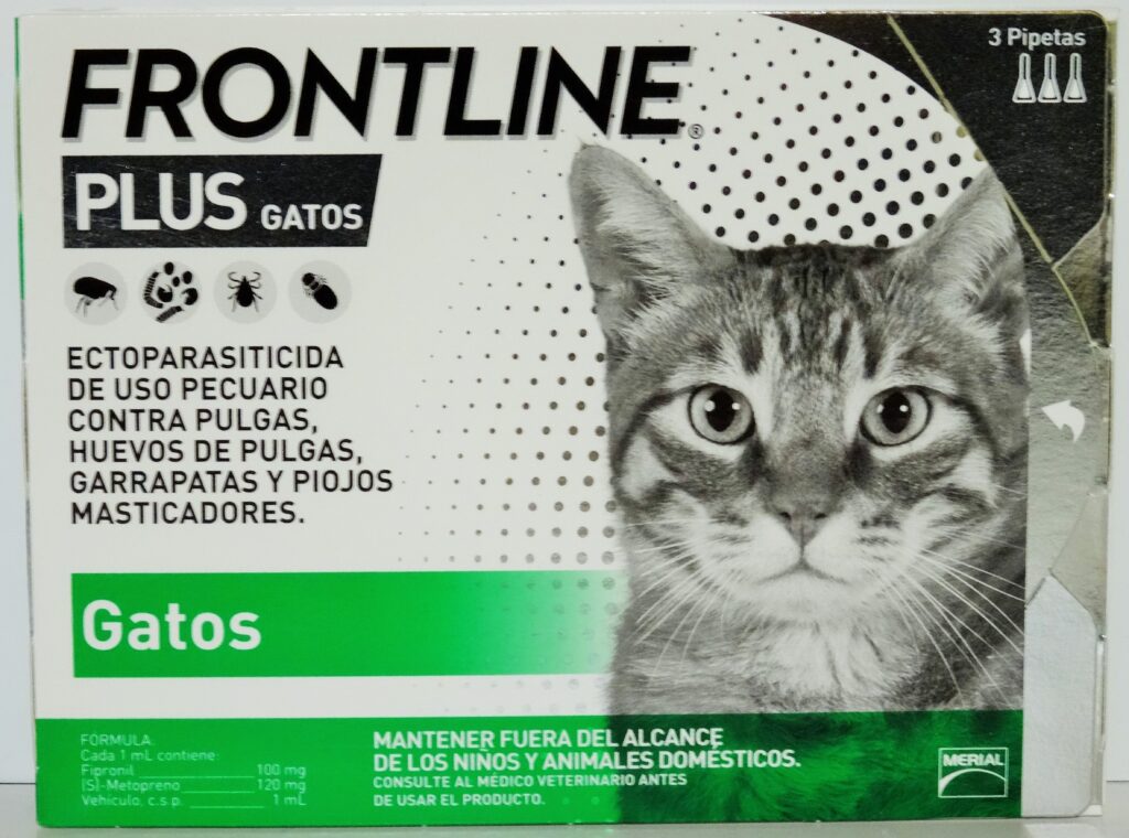 Frontline Plus caja con 3 Pipetas para Gatos - Pulgas y Garrapatas